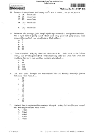 Soal un matematika ips sma tahun 2014 8 | PDF