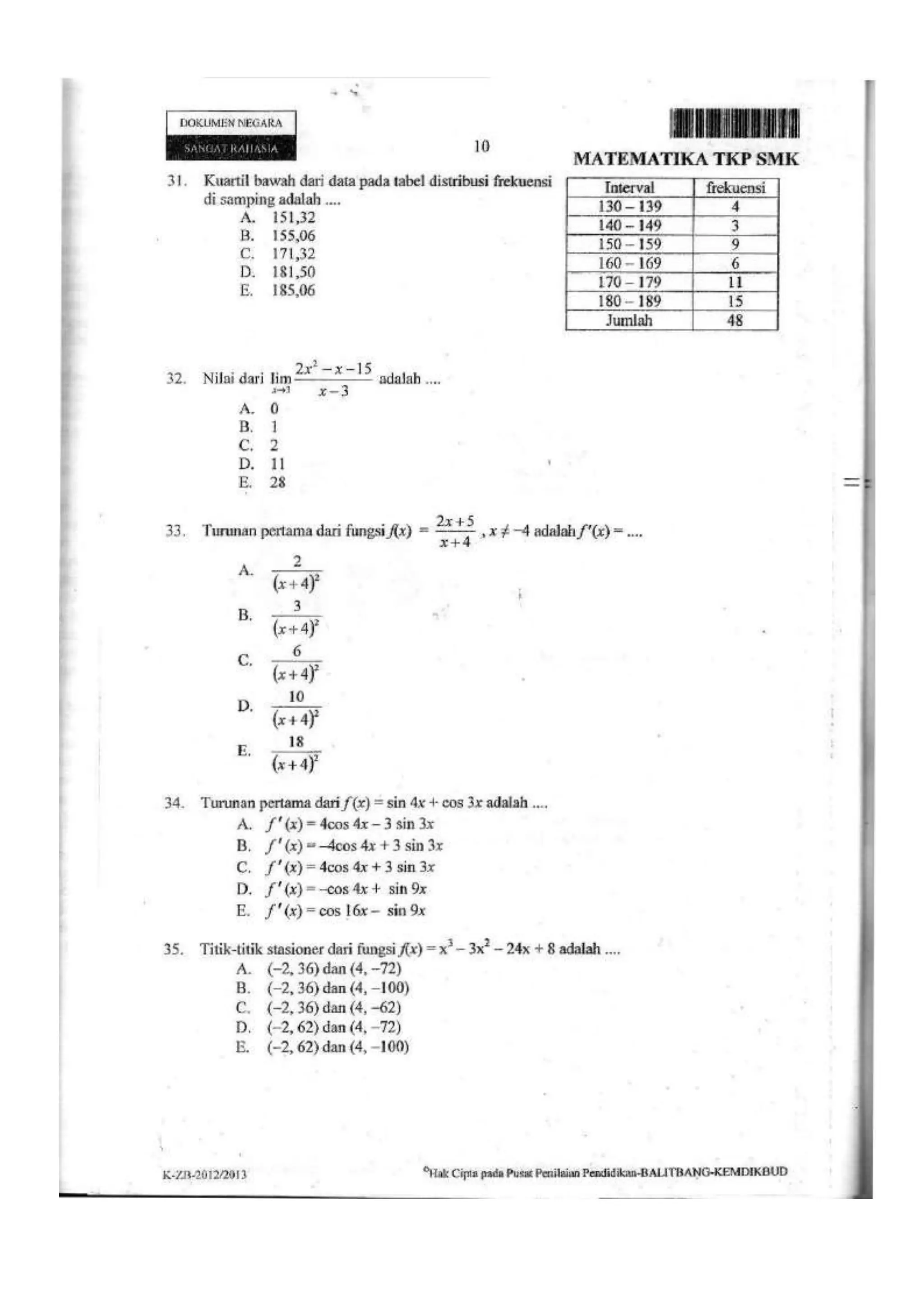 Soal un matematika smk | DOCX
