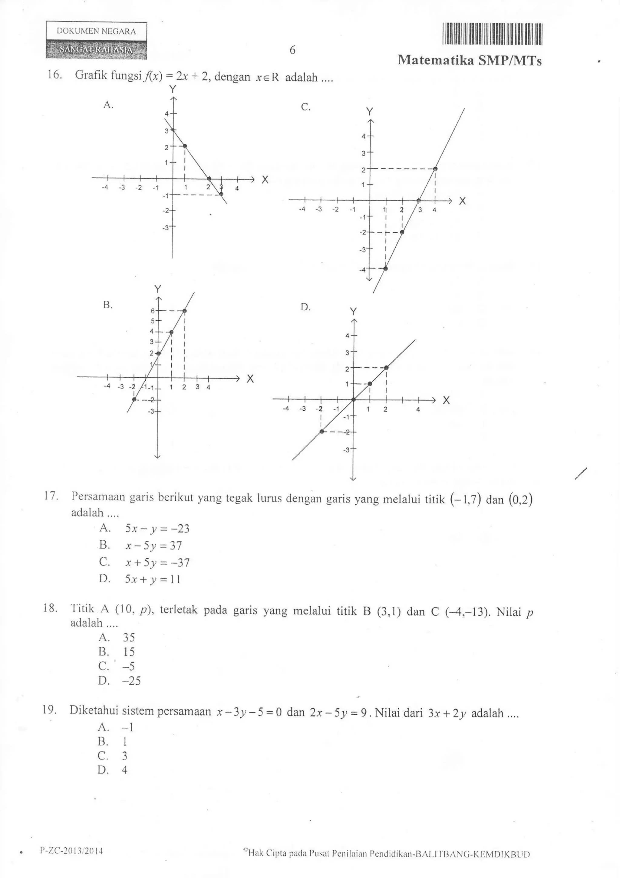 Soal un matematika smp 2014 paket 10 | PDF
