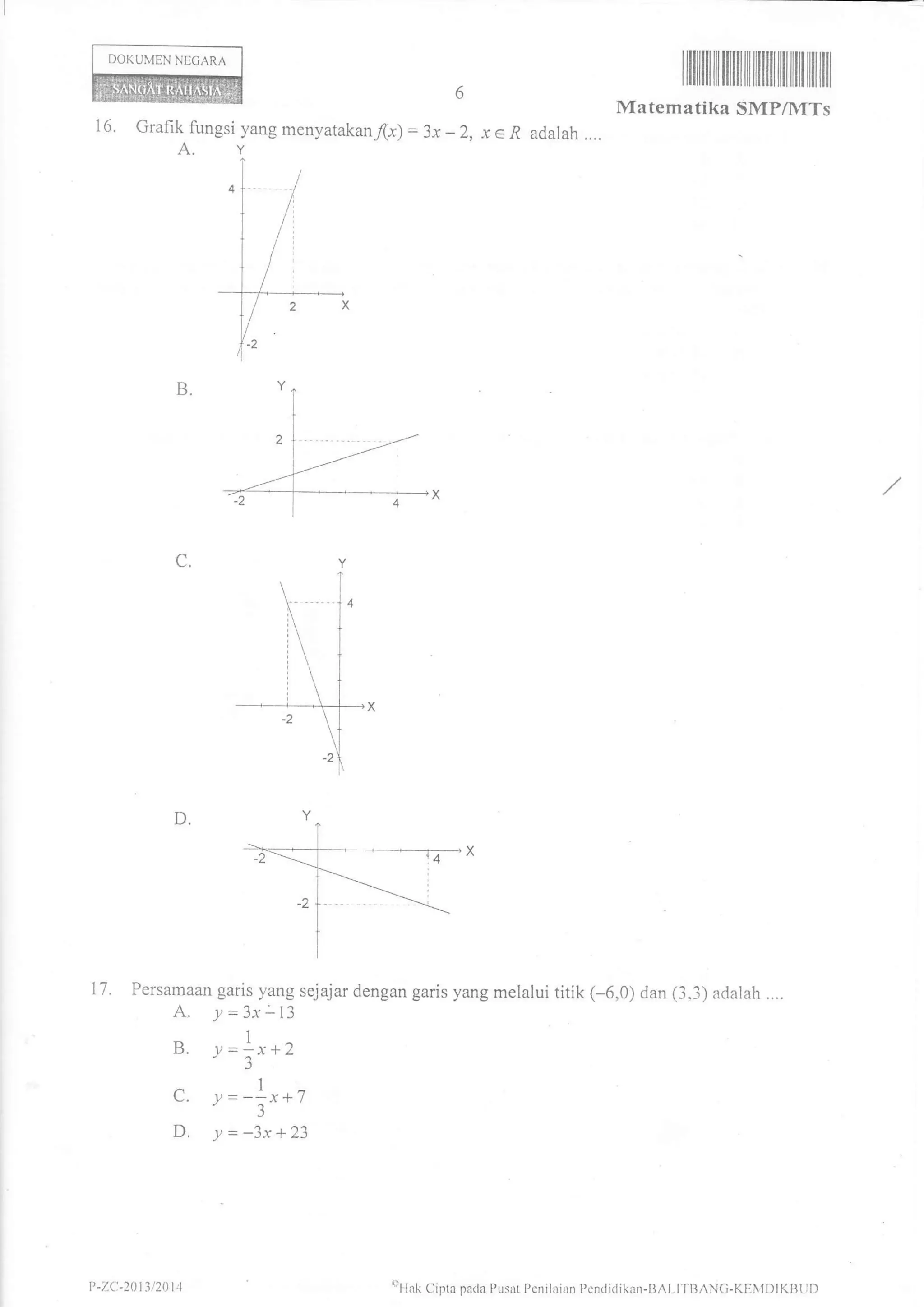 Soal un matematika smp tahun 2014 | PDF