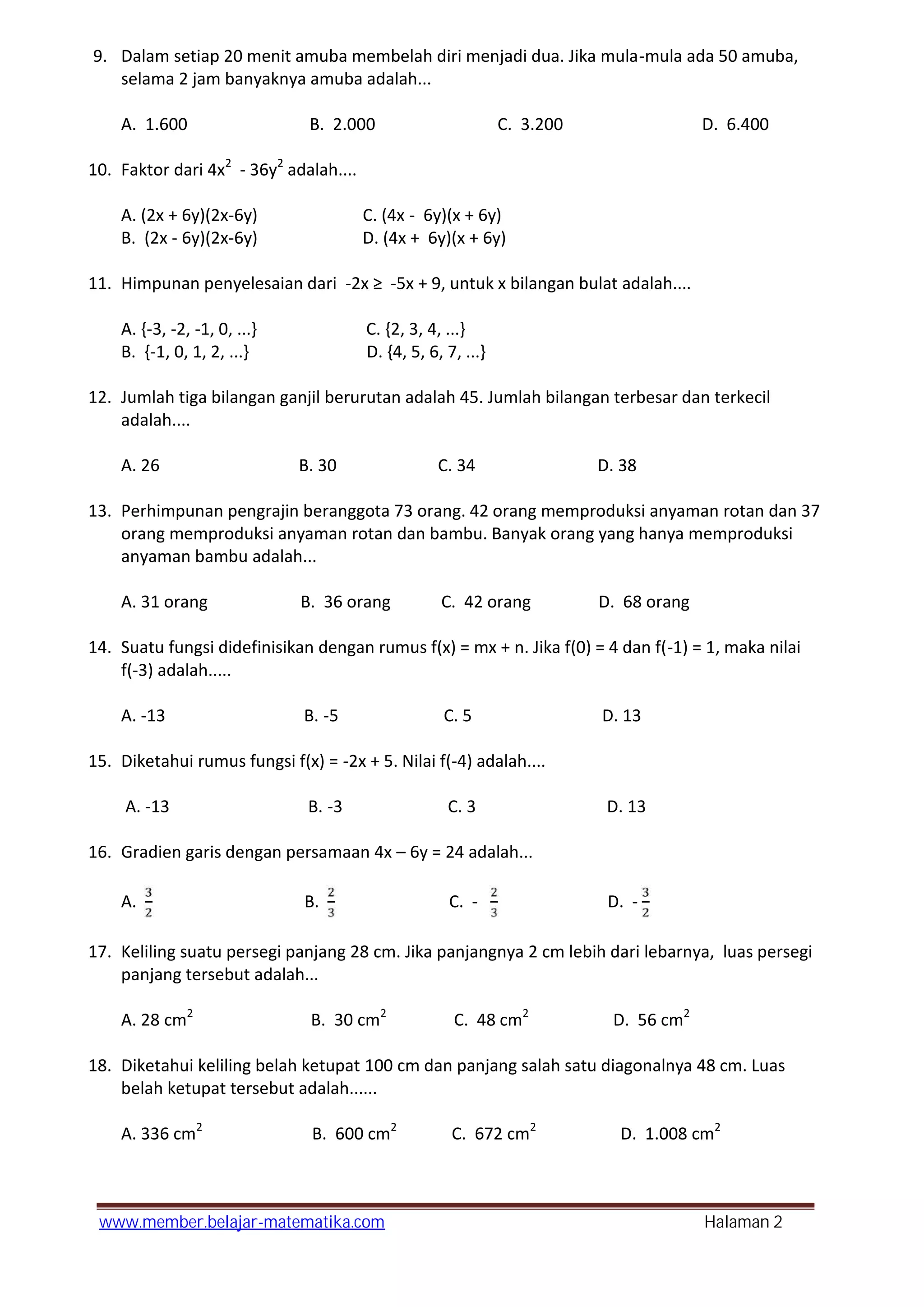 Share Soal UN MTK | PDF