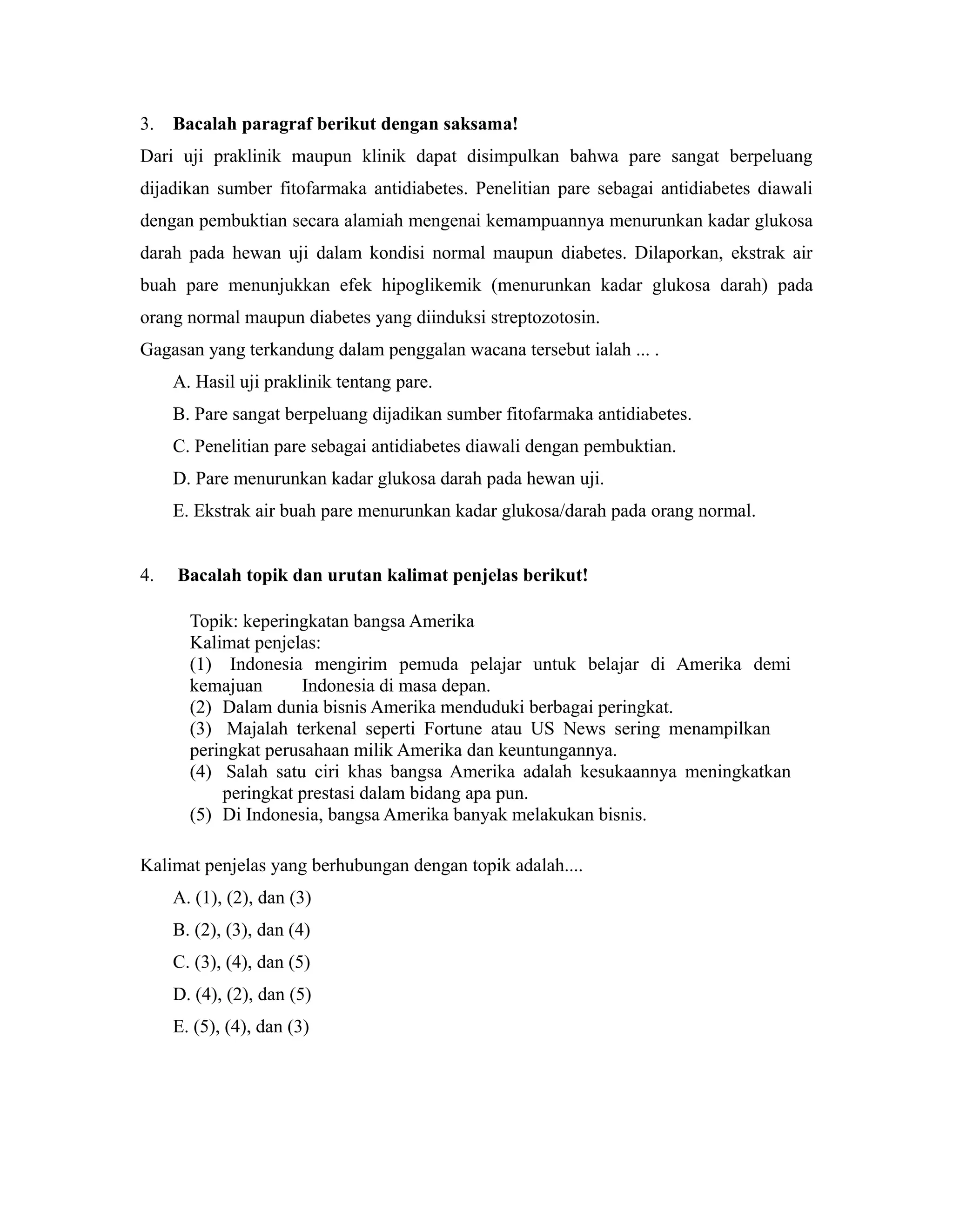 Contoh soal unsur paragraf | PDF