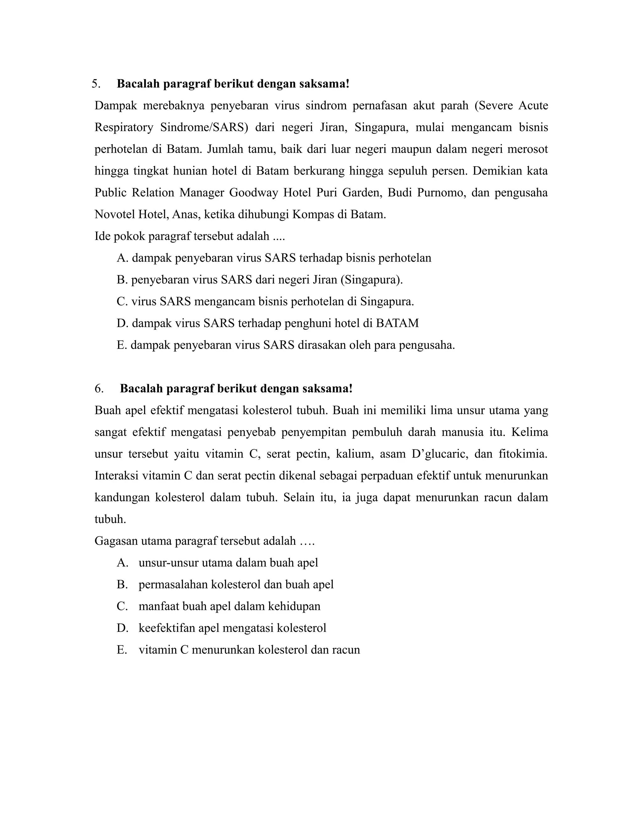 Contoh soal unsur paragraf | PDF