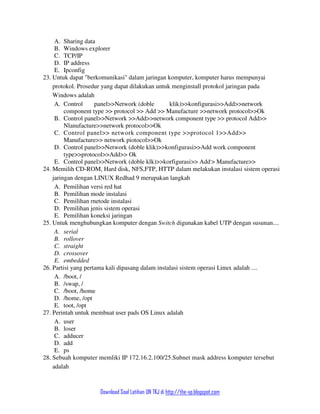 Soal un tkj tahun 2013 paket a | PDF