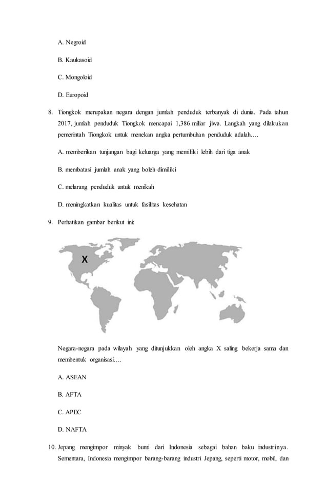 Soal untuk latihan ips kelas 9 smp | DOCX