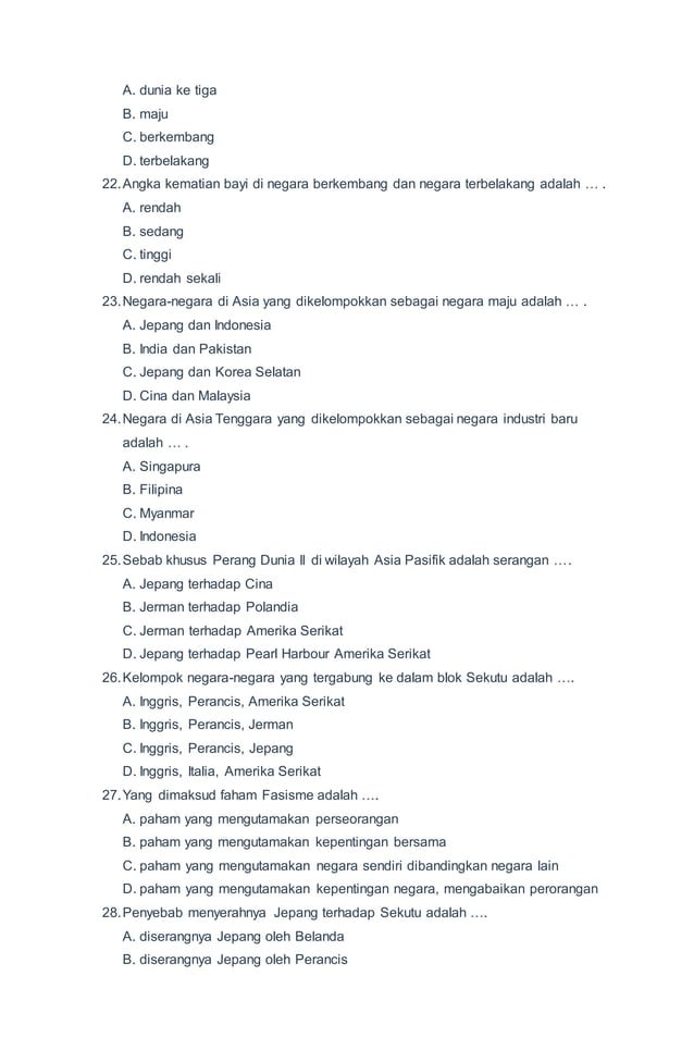 Soal untuk latihan ips kelas 9 smp | DOCX