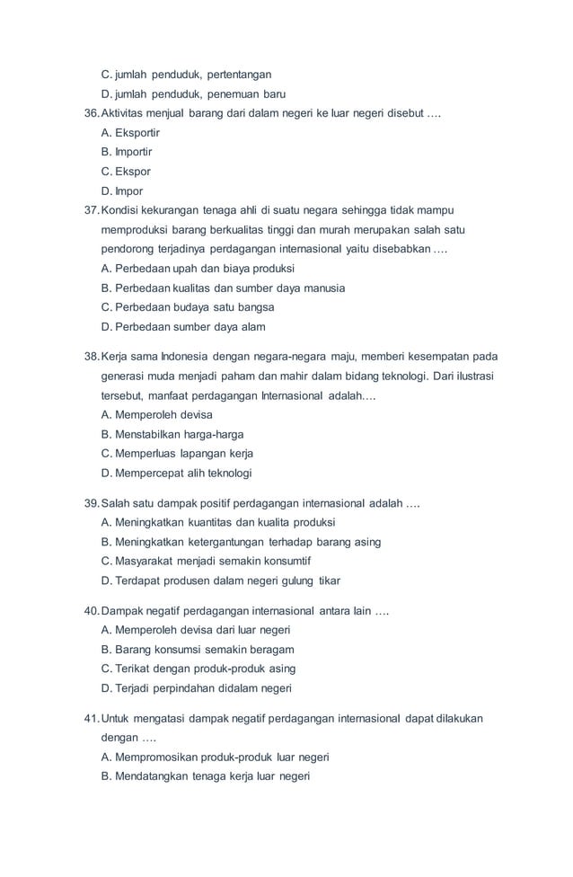 Soal untuk latihan ips kelas 9 smp | DOCX