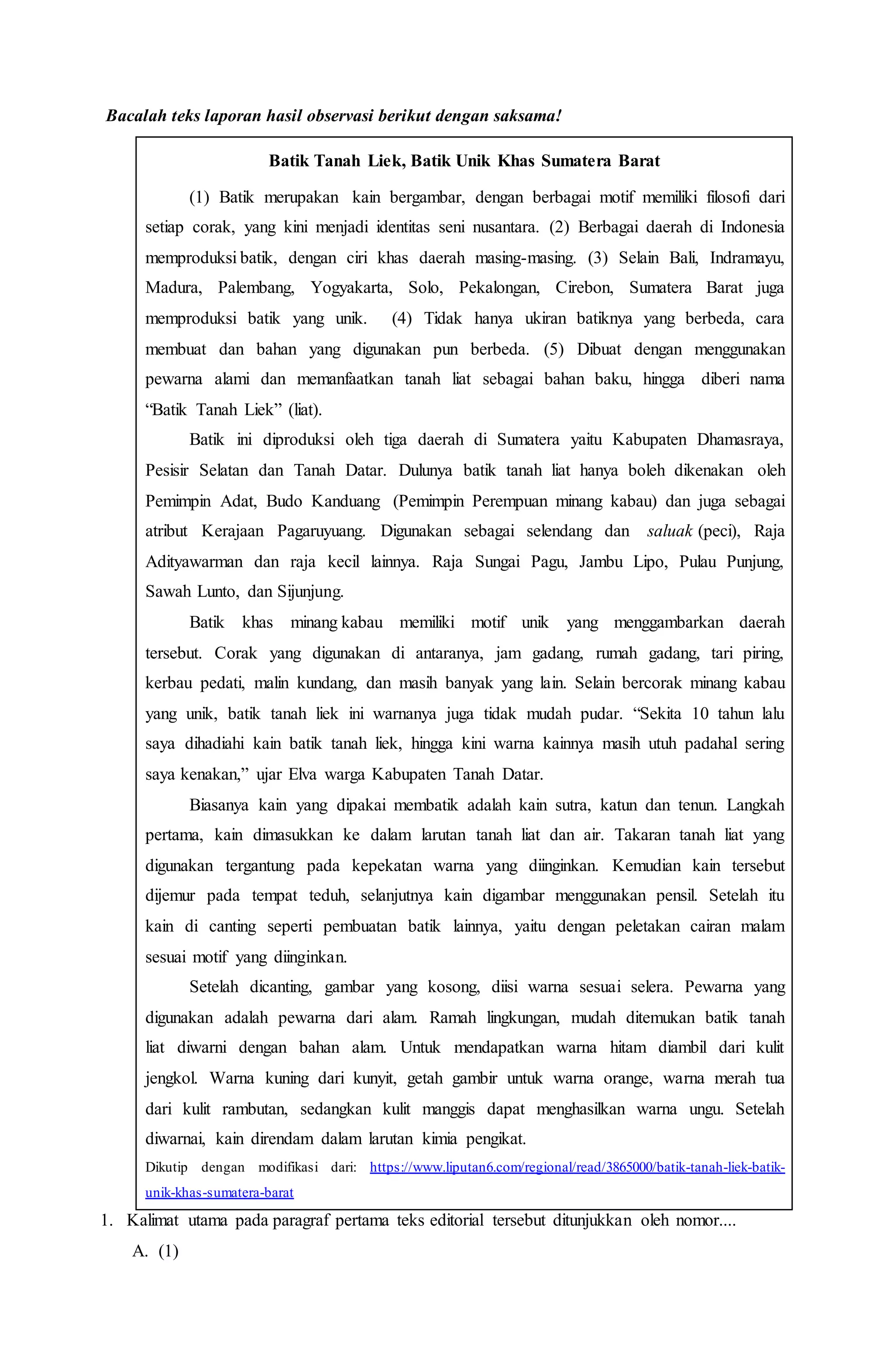 Soal us bindo 2021 | PDF