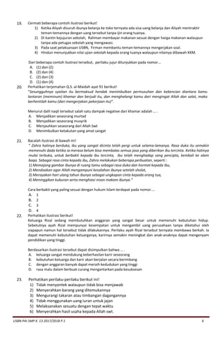 Soal usbn pai k. 13 smp 2018 paket 1 | PDF