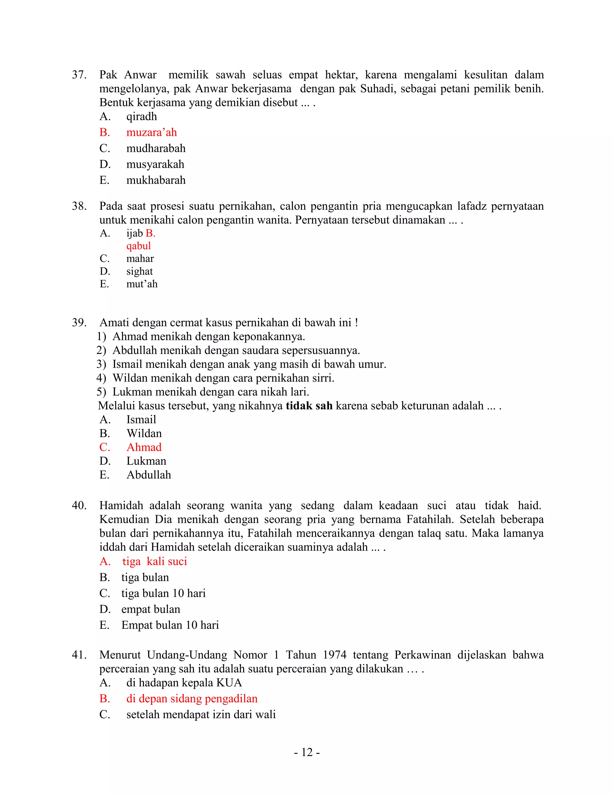 Soal usbn pai sma k p4 | DOCX