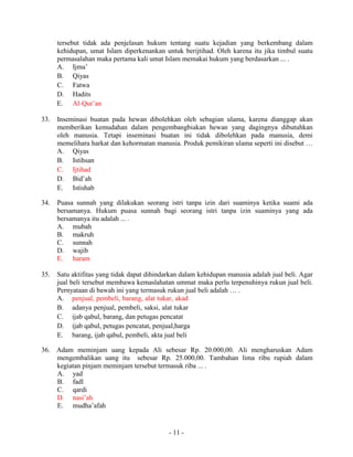 Soal usbn pai sma k p4 | DOCX