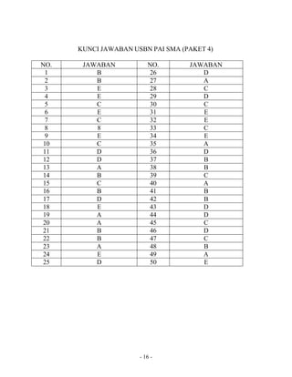 Soal usbn pai sma k p4 | DOCX