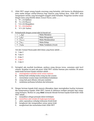 Soal usbn pai sma k p4 | DOCX