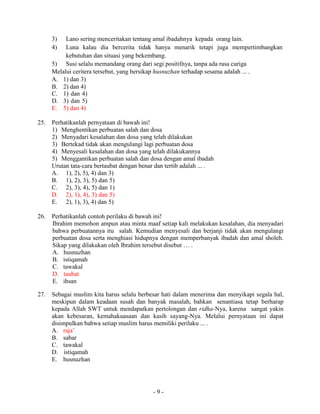 Soal usbn pai sma k p4 | DOCX
