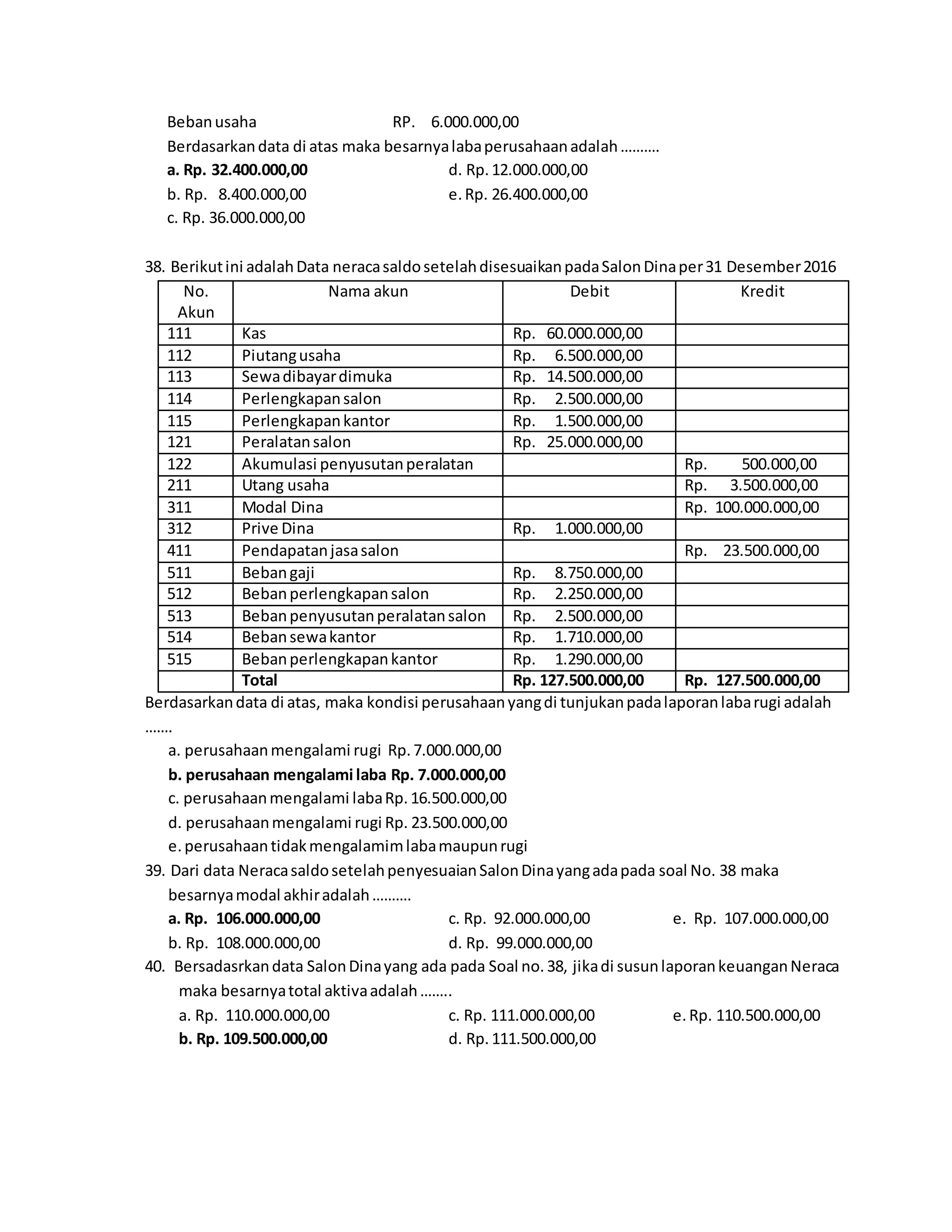 Soal usbn pengantar akuntansi 1819 | DOCX