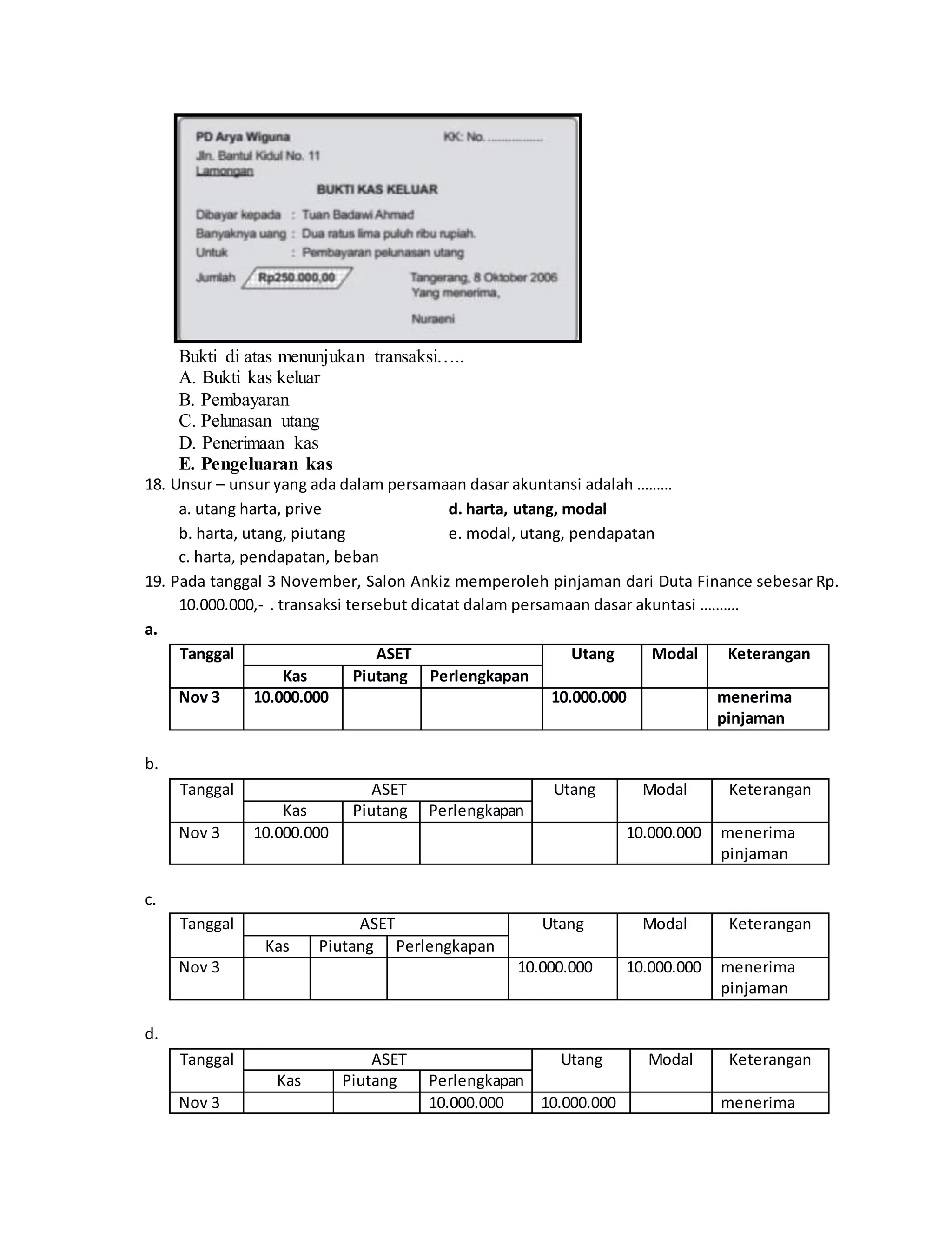 Soal usbn pengantar akuntansi 1819 | DOCX