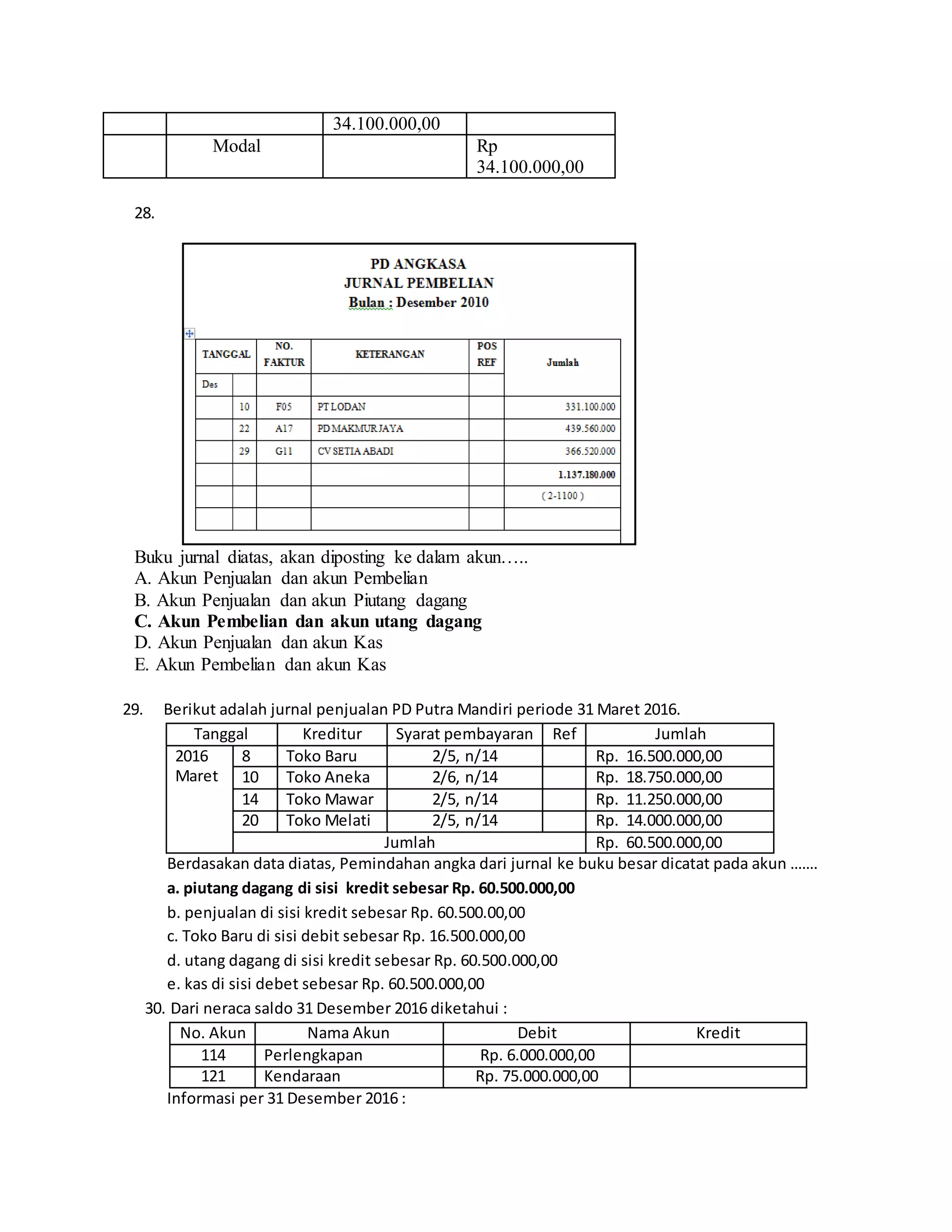 Soal usbn pengantar akuntansi 1819 | DOCX