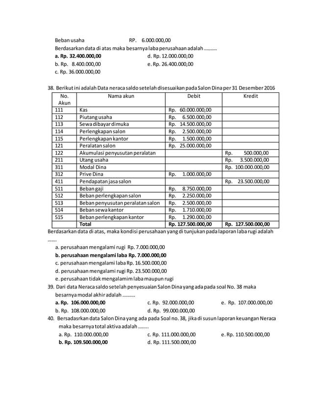 Soal usbn pengantar akuntansi 1819 | DOCX