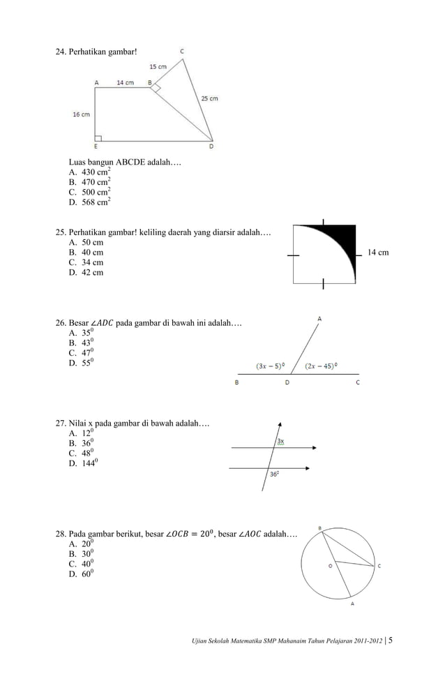 latihan soal US matematika 2012 | DOCX