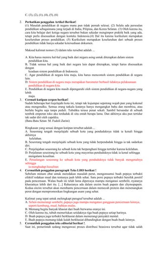 Soal Ujian Sekolah TULIS Bahasa INDO 2024 | PDF