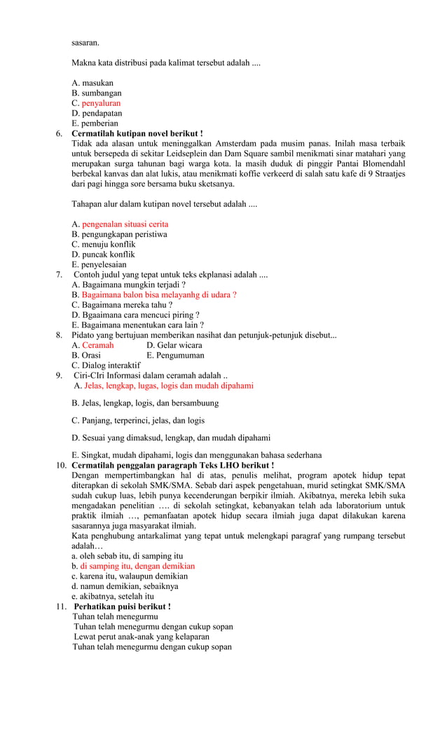 Soal Ujian Sekolah TULIS Bahasa INDO 2024 | PDF