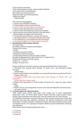 Soal Ujian Sekolah TULIS Bahasa INDO 2024 | PDF