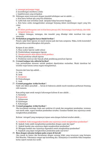 Soal Ujian Sekolah TULIS Bahasa INDO 2024 | PDF