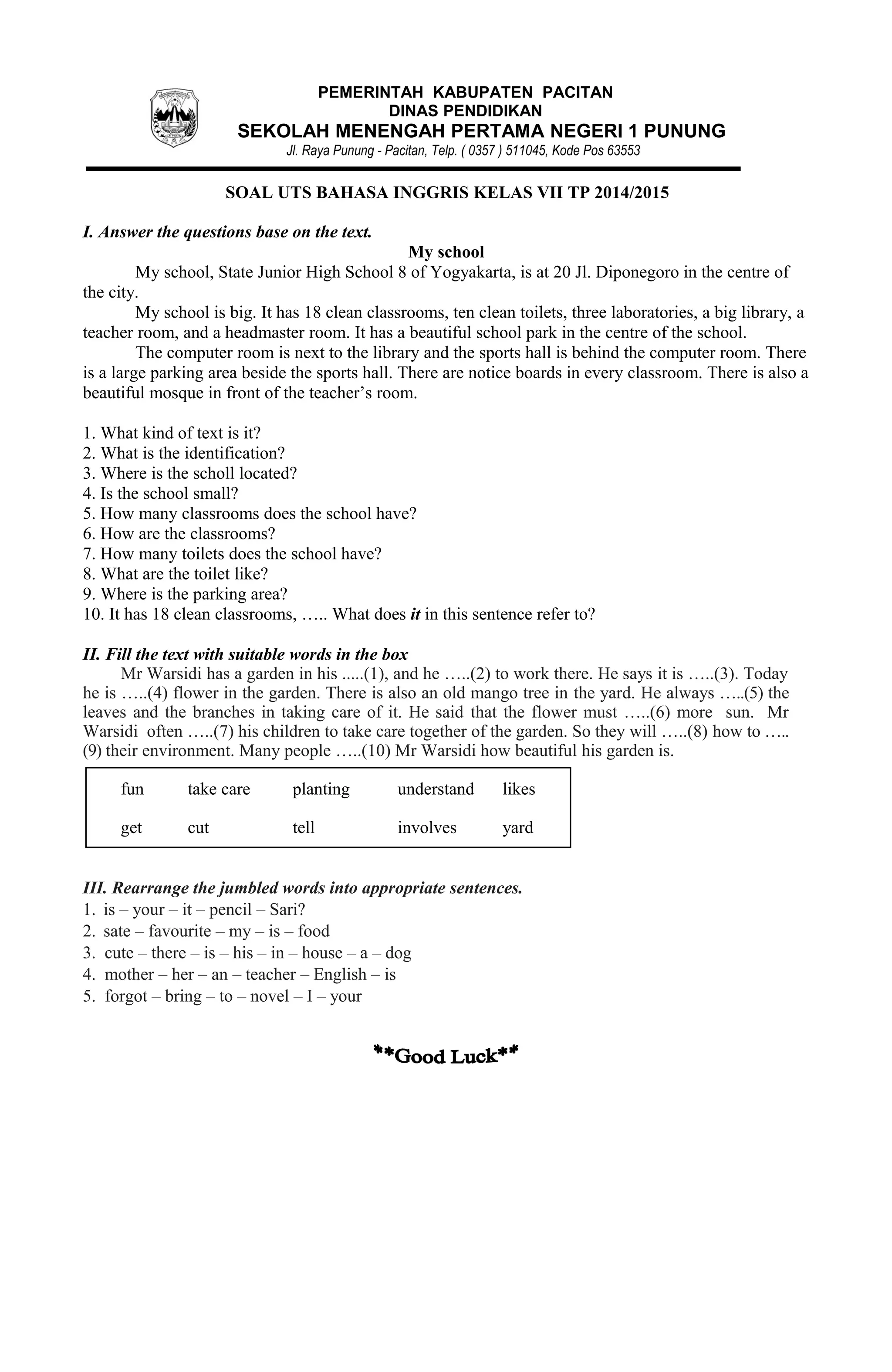 Soal uts 7 smt 2 | PDF