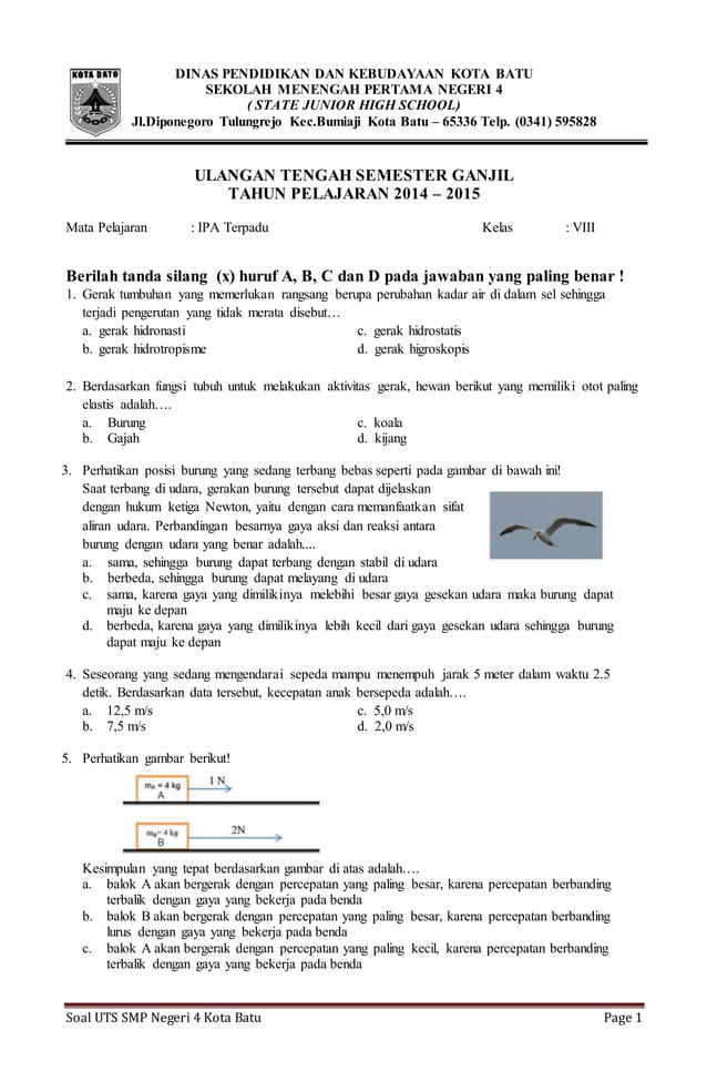 Soal uts 8 ganjil | PDF