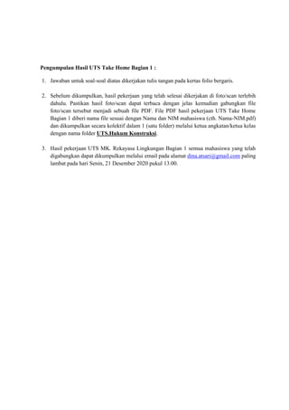 Soal uts aspek hukum kondstruksi | PDF