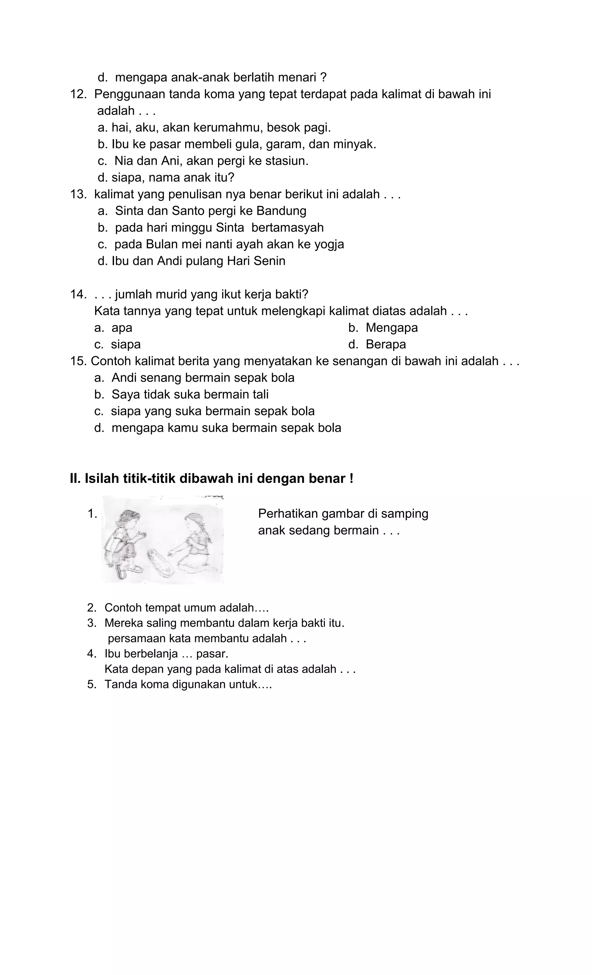 Soal uts bahasa indonesia kelas 3 semester 1 | PDF Soal uts bahasa indonesia kelas 3 semester 1 | PDF