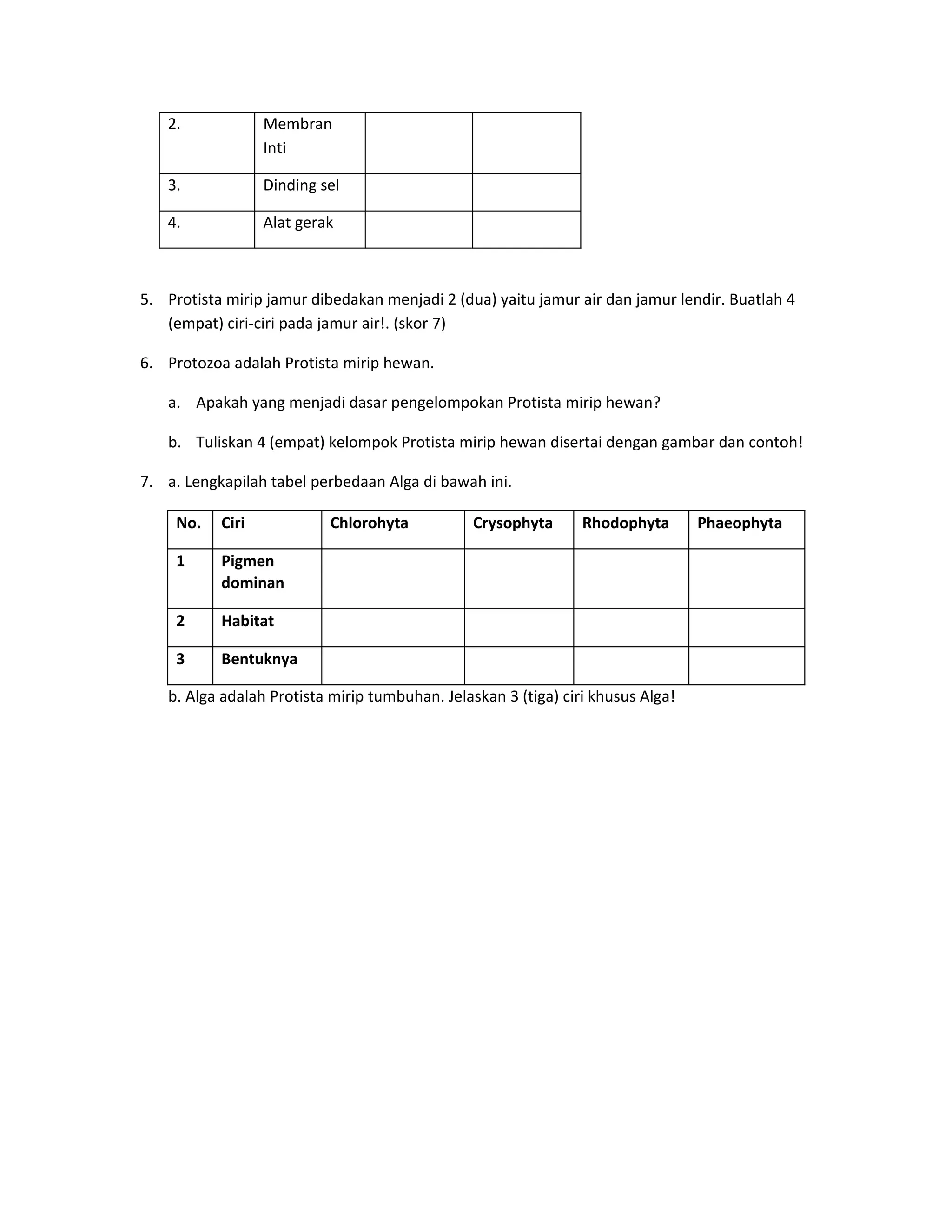 Soal uts biologi kelas x | DOC