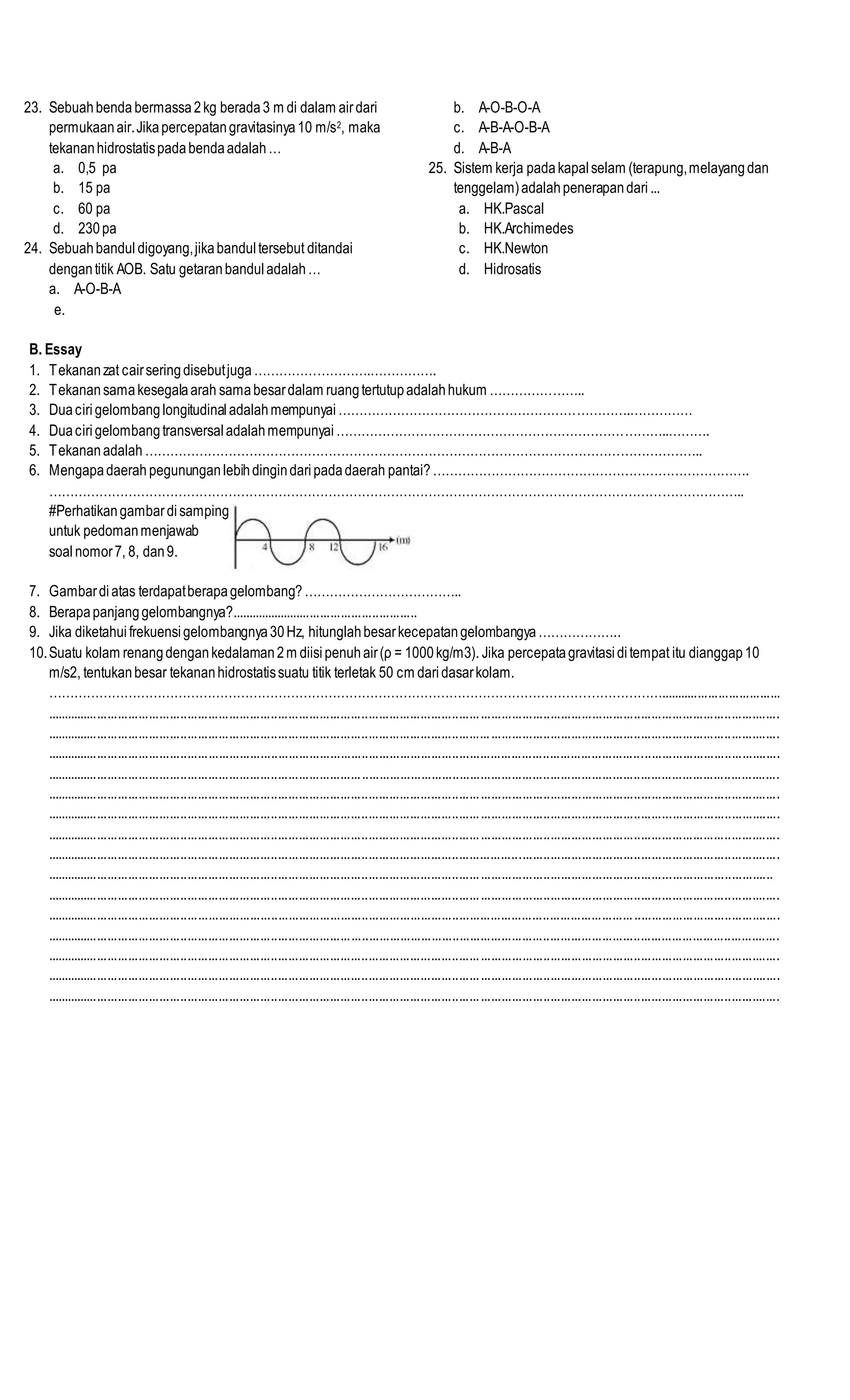 Soal uts genap fisika 8 | PDF