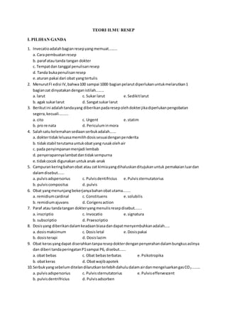 contoh Soal uts ilmu resep | DOCX