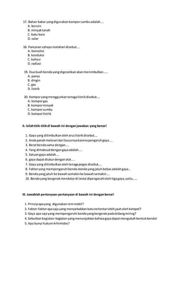 Soal uts ipa kelas 4 semester 2 | DOCX