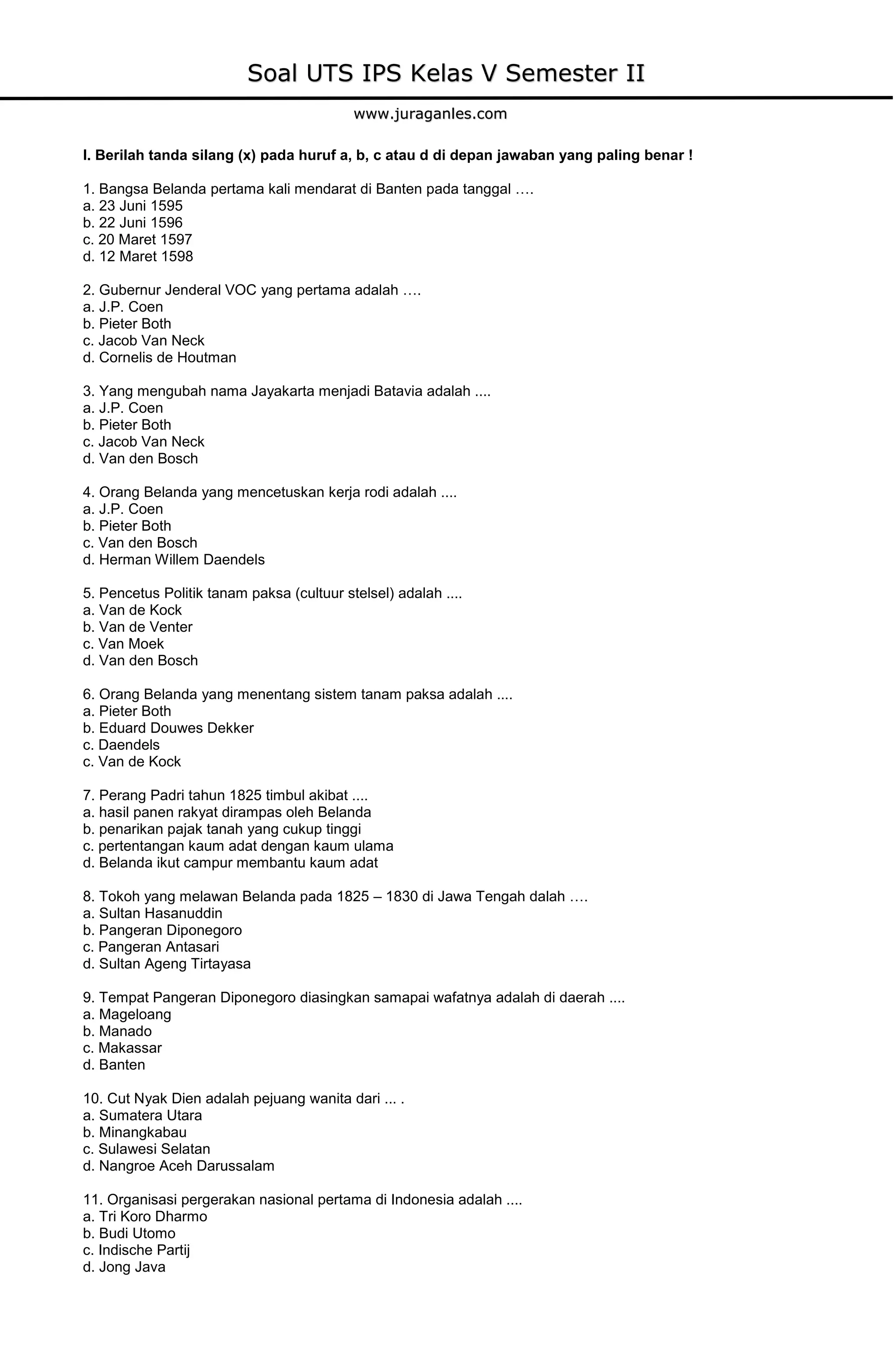 Soal uts ips kelas 5 semesrer 2 | PDF