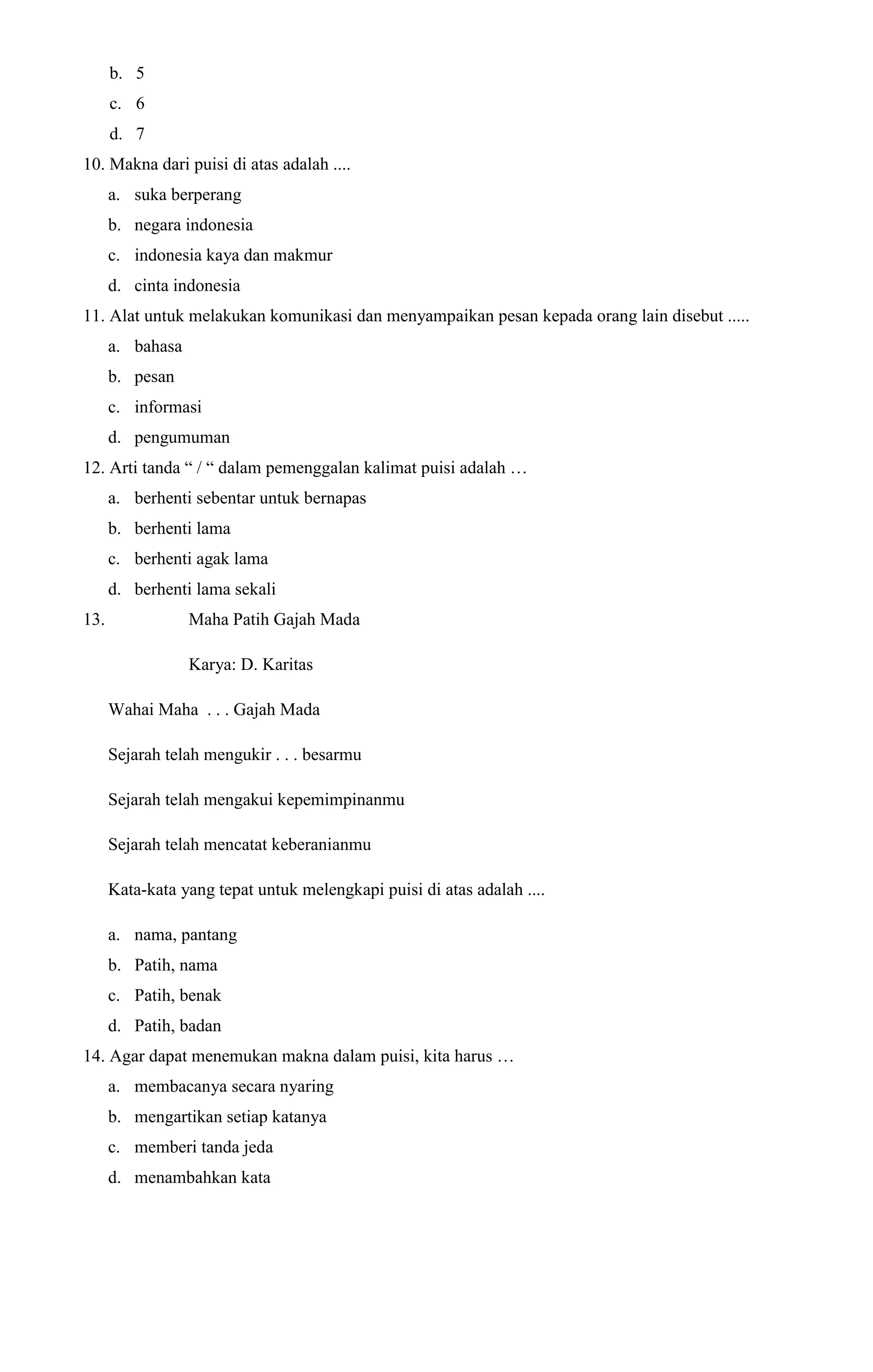 Soal uts kelas 4 semester 2 tema 6 | PDF