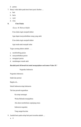 Soal uts kelas 4 semester 2 tema 6 | PDF