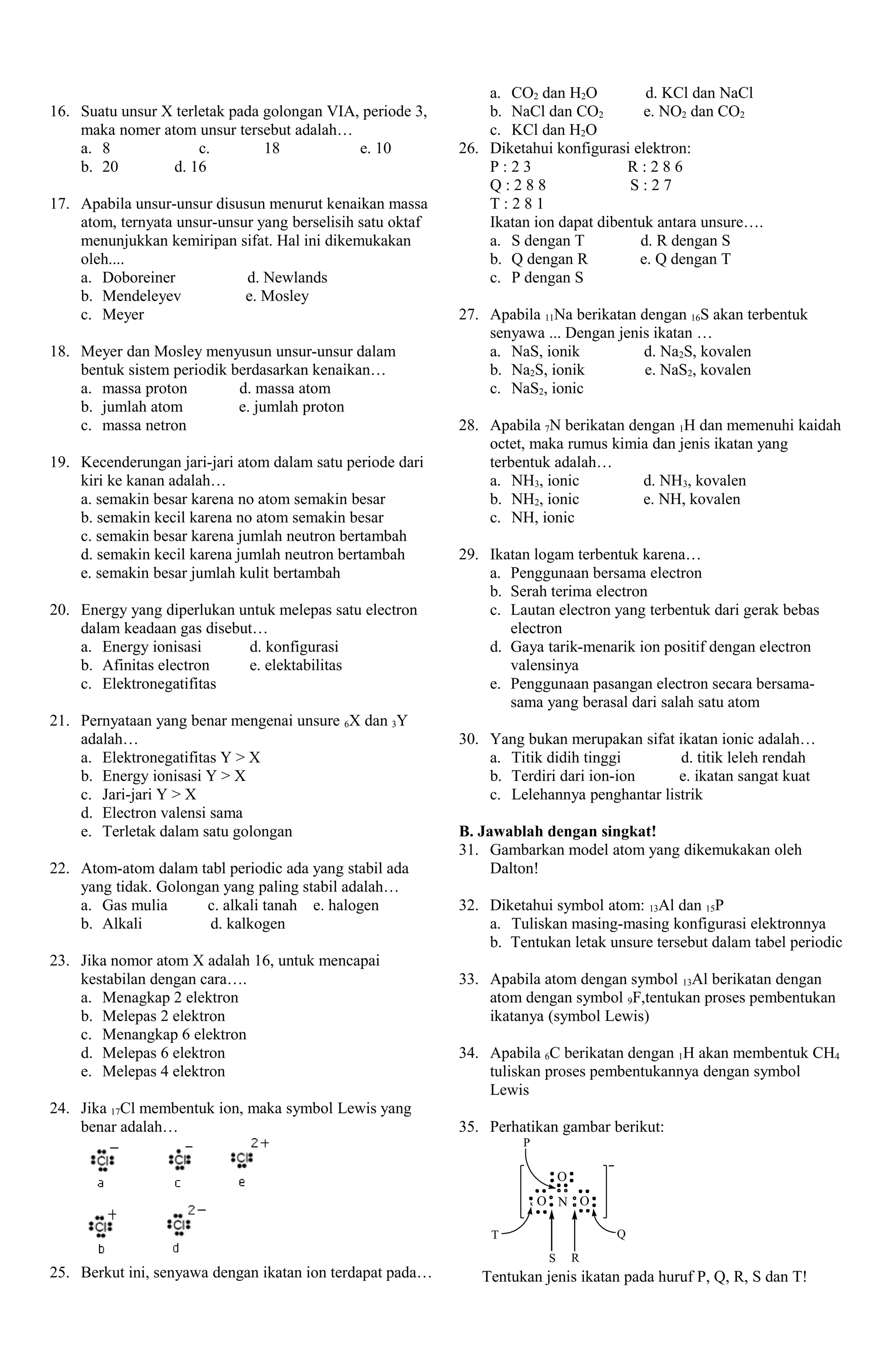 Soal uts kimia | DOC