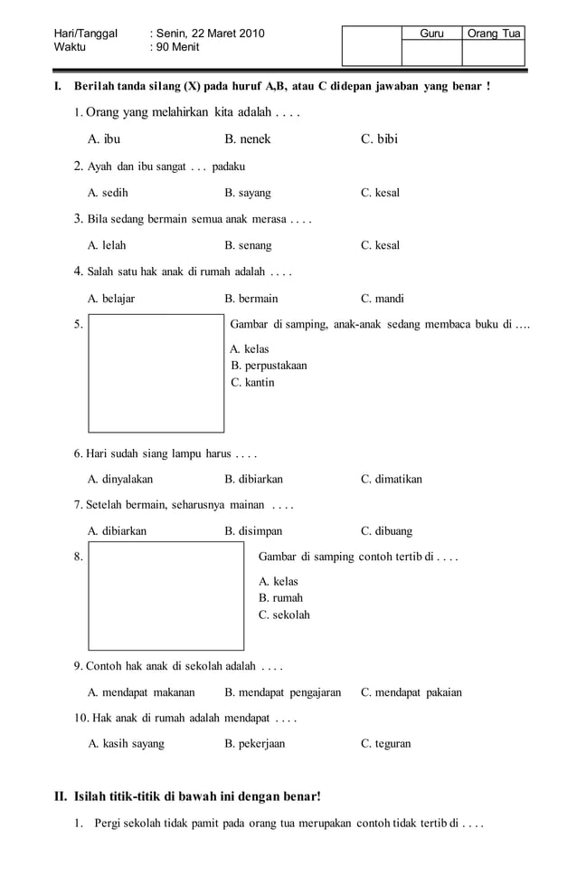 Soal uts matematika kelas 1 semester 2 | PDF