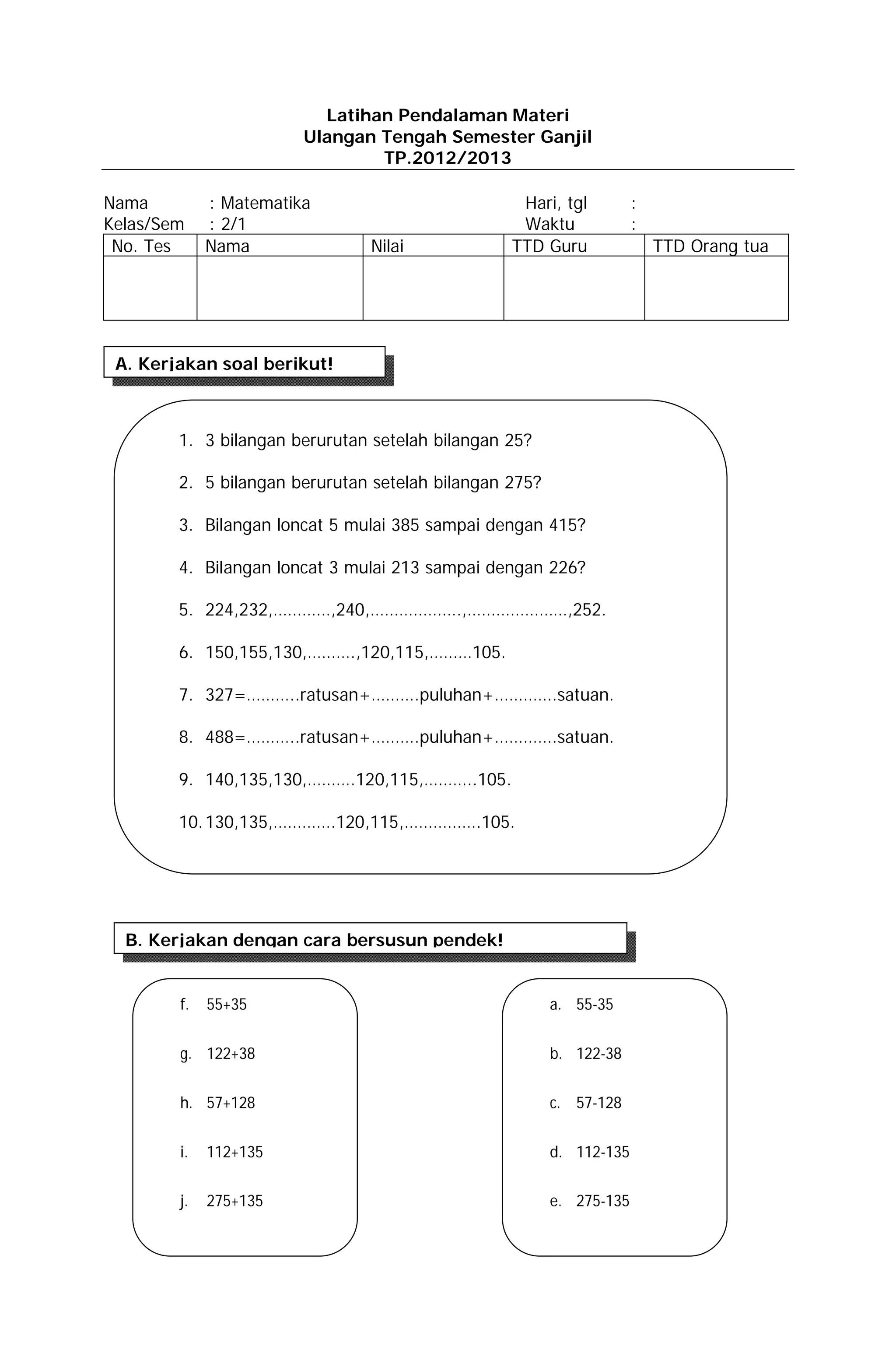 Soal uts matematika kelas 6 sd semester genap | PDF