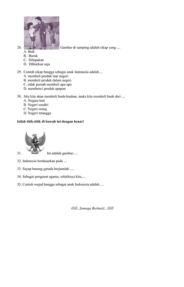 Soal uts smt 2 pkn kls vii smplb c 2013/2014 | DOCX