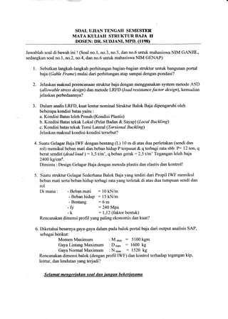 Soal uts struktur baja 2 | PDF