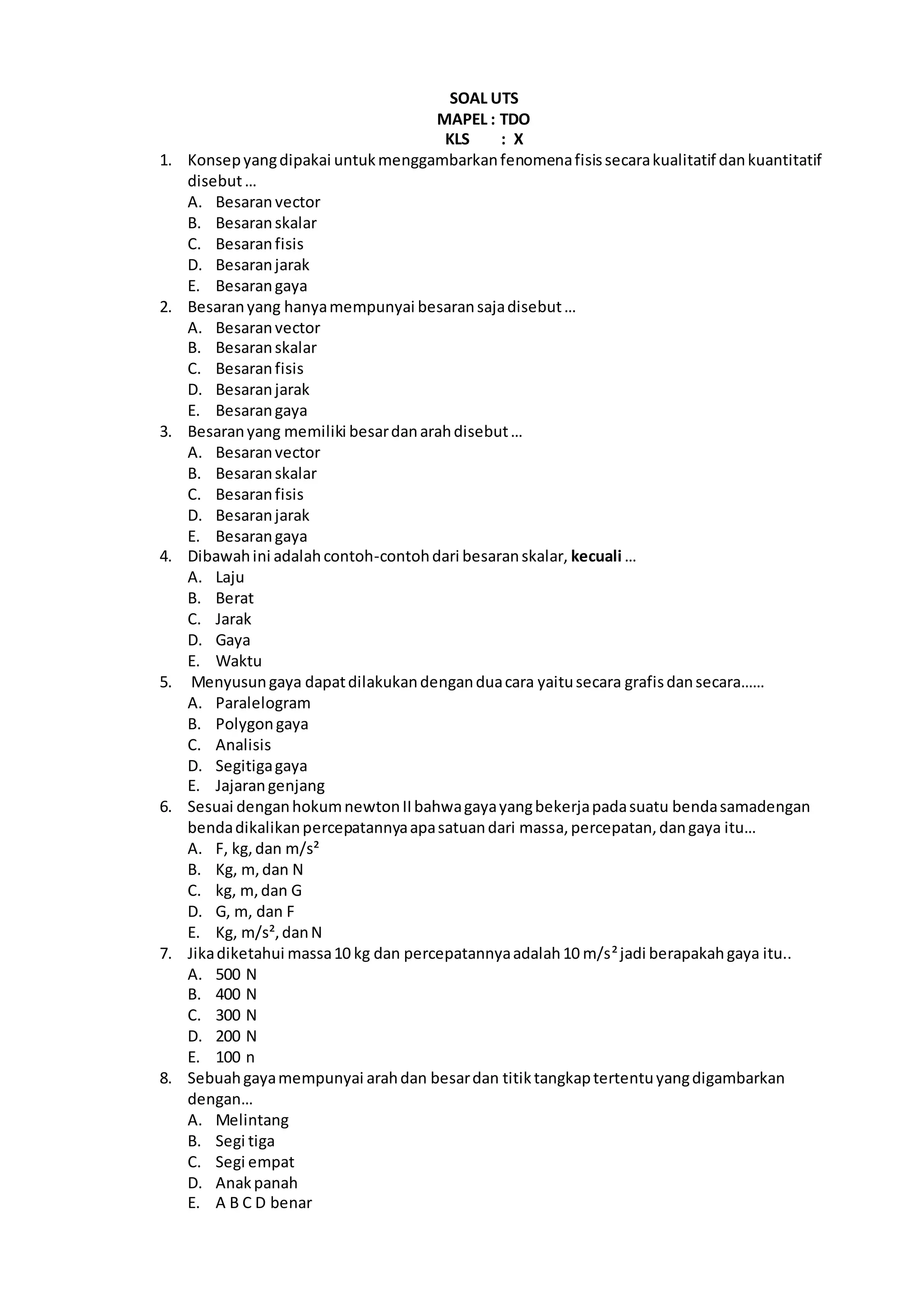 Soal uts tdo kls x | PDF