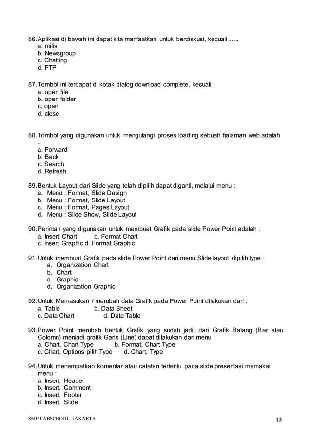 Soal-soal Latihan TIK Kelas 9 | DOC