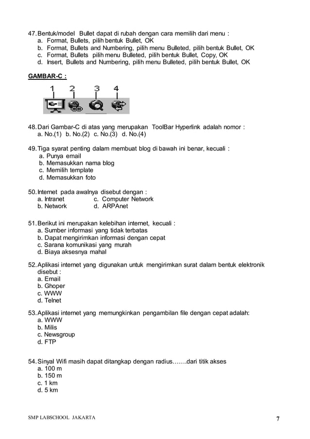 Soal-soal Latihan TIK Kelas 9 | DOC