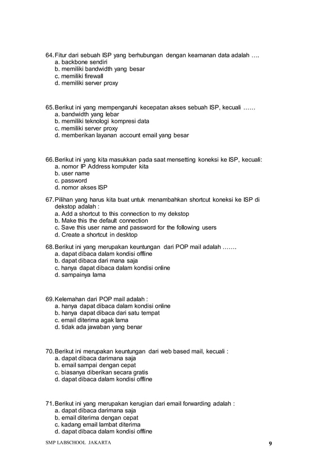 Soal-soal Latihan TIK Kelas 9 | DOC