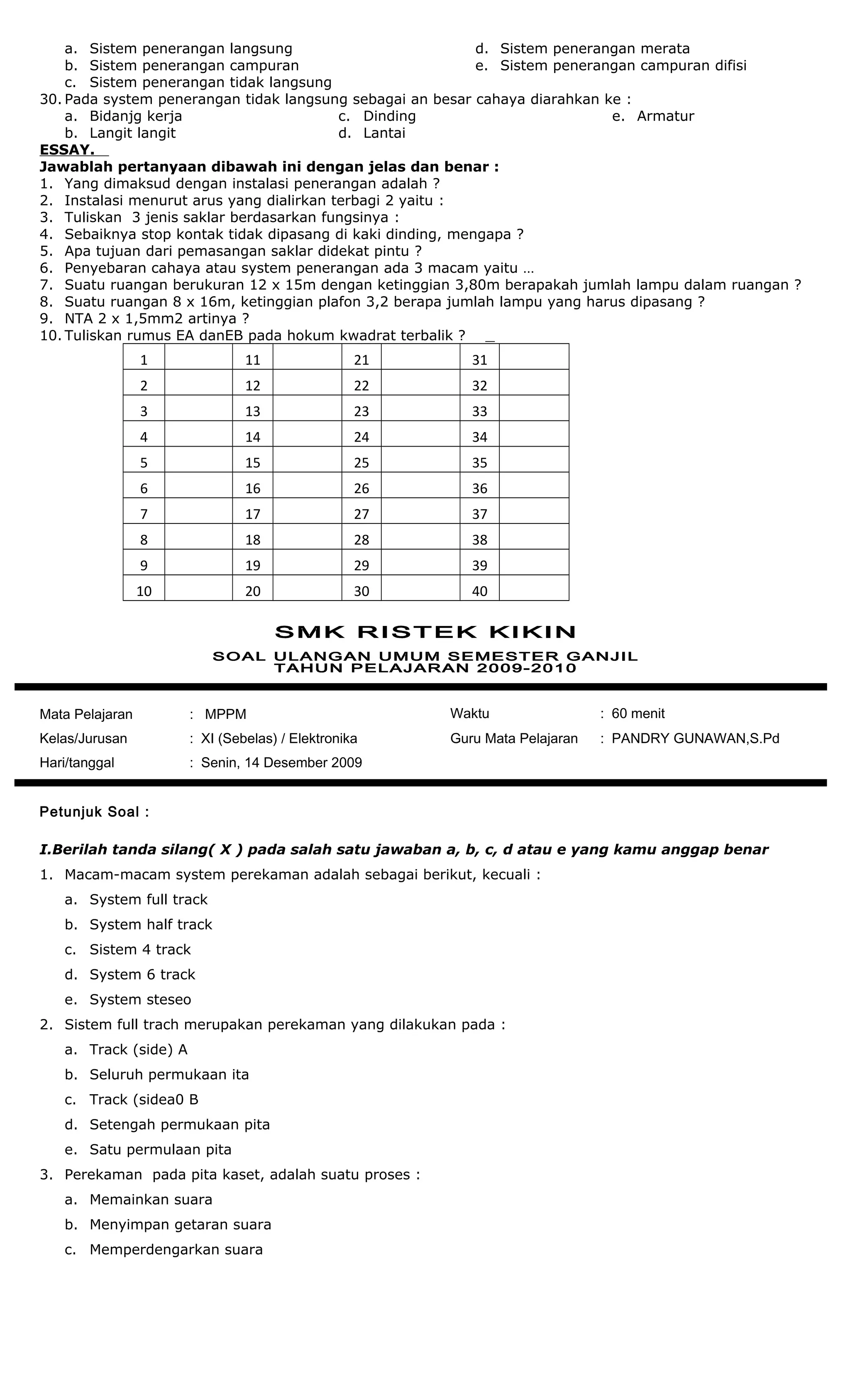 Soal uub sem ganjil 2009 2010 | DOC