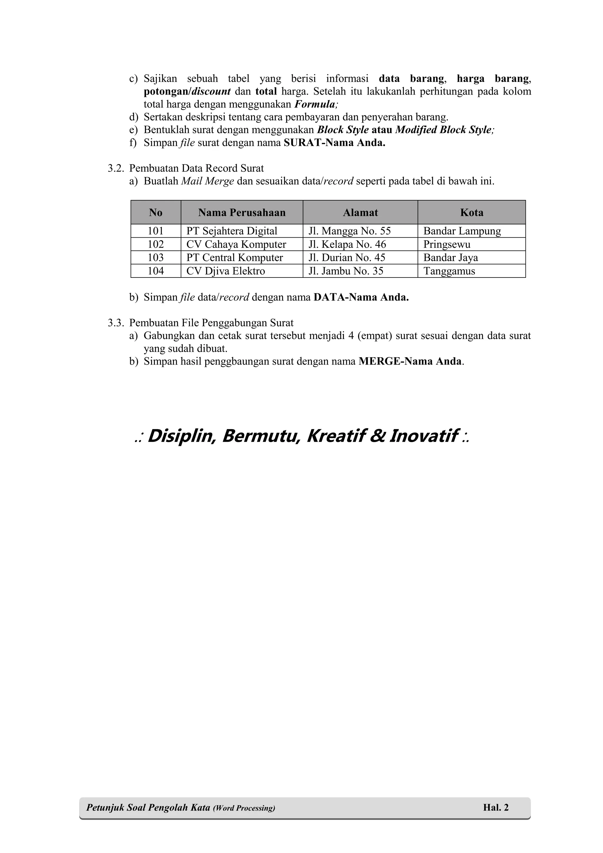 Soal word processing | PDF