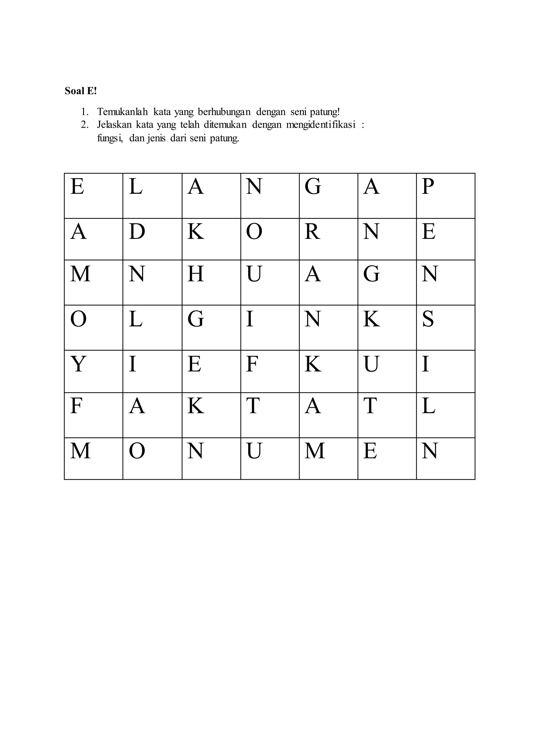 Soal word square | PDF